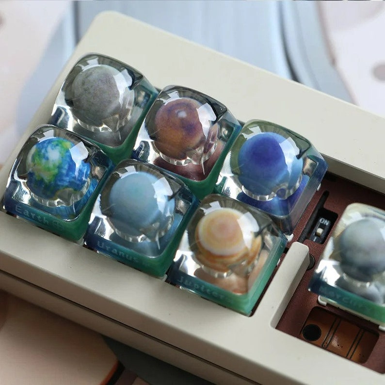 Moon Eight Planets of the Solar System, Keycaps 3D Resin ESC ...