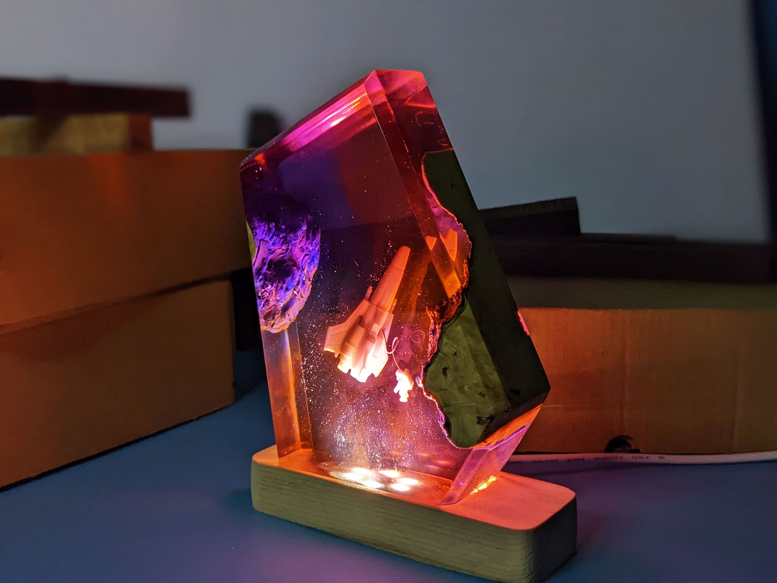 The Universe, Epoxy Wood Lamp, Resin Night Light, Epoxy Resin Lamp ...