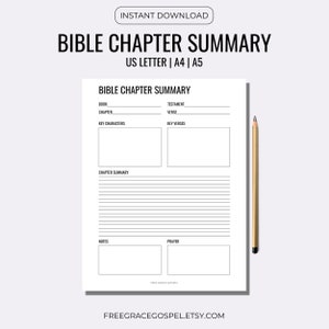 Bible Chapter Summary Printable | Christian Study Planner Journal ...