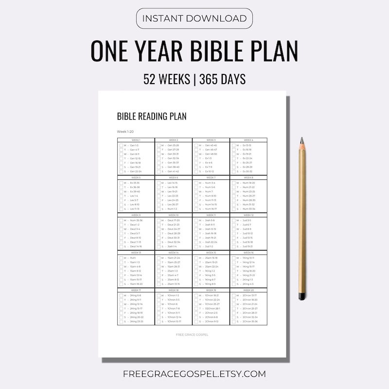 One Year Bible Reading Plan - Etsy