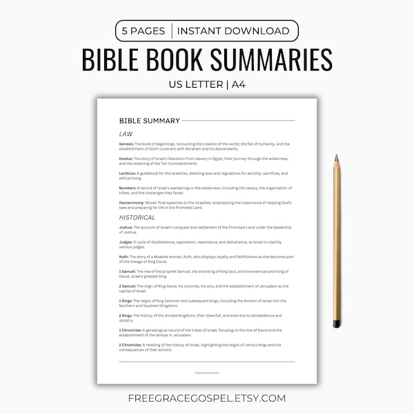 Bible Book Summary Printable - Etsy