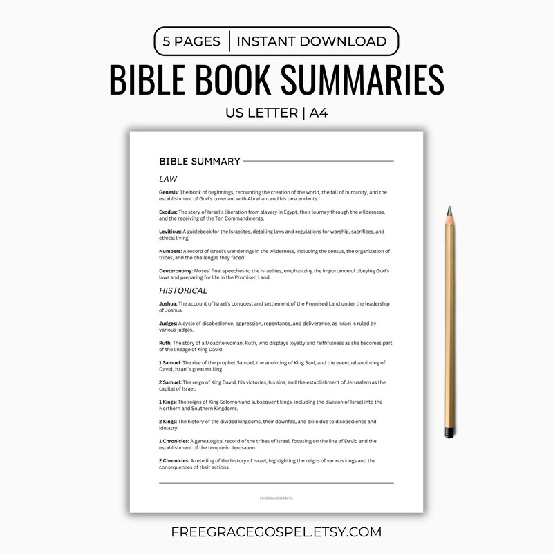 Bible Summary Overview - Etsy