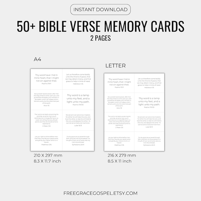 Bible Verse Memory Cards Minimalist Scripture Cards KJV - Etsy