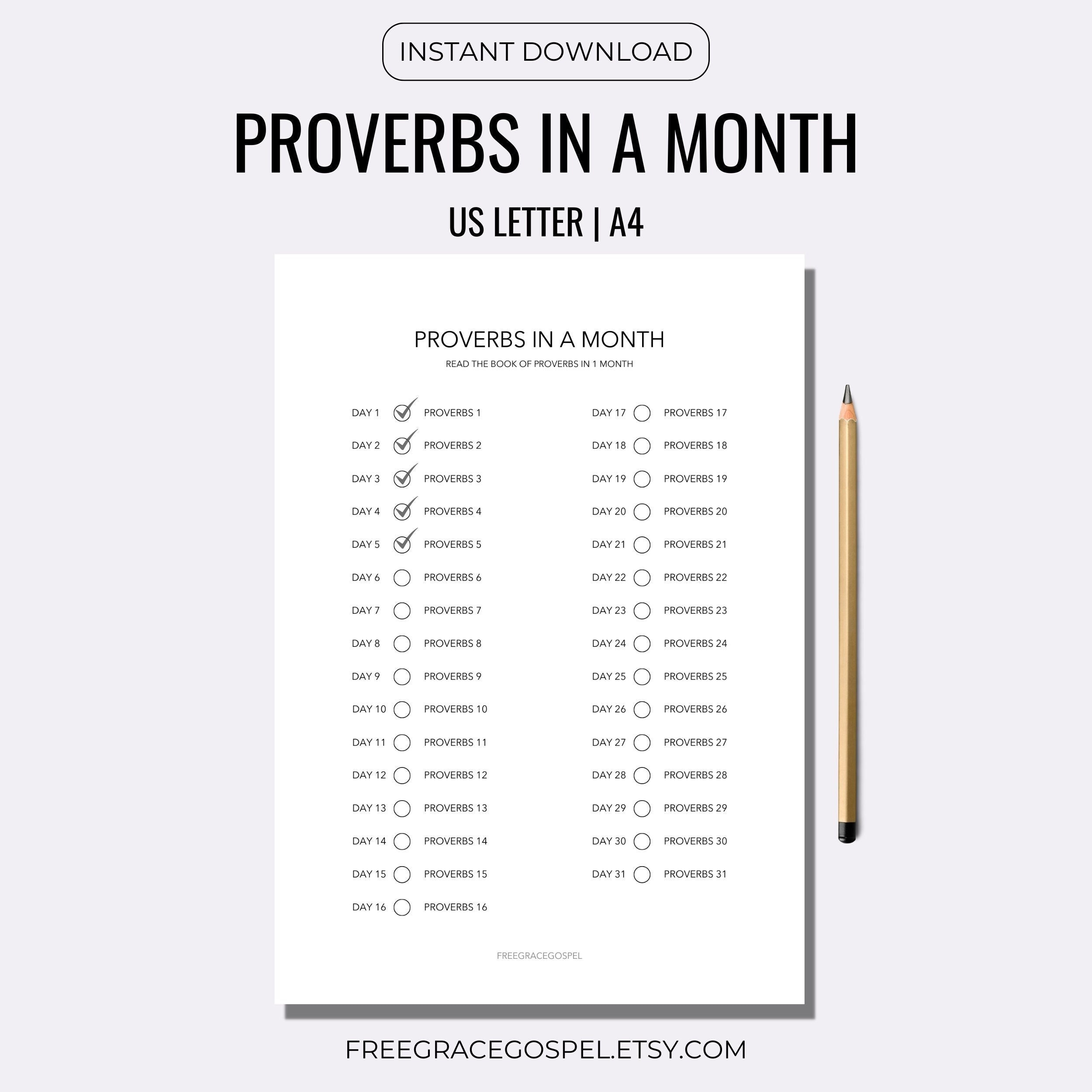 Proverbs in a Month Bible Reading Plan, Proverbs Reading Plan, Bible ...