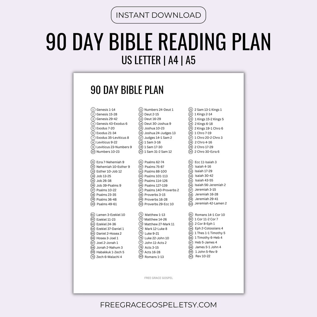 90 Day Bible Reading Plan Bible Plan Printable Start to - Etsy