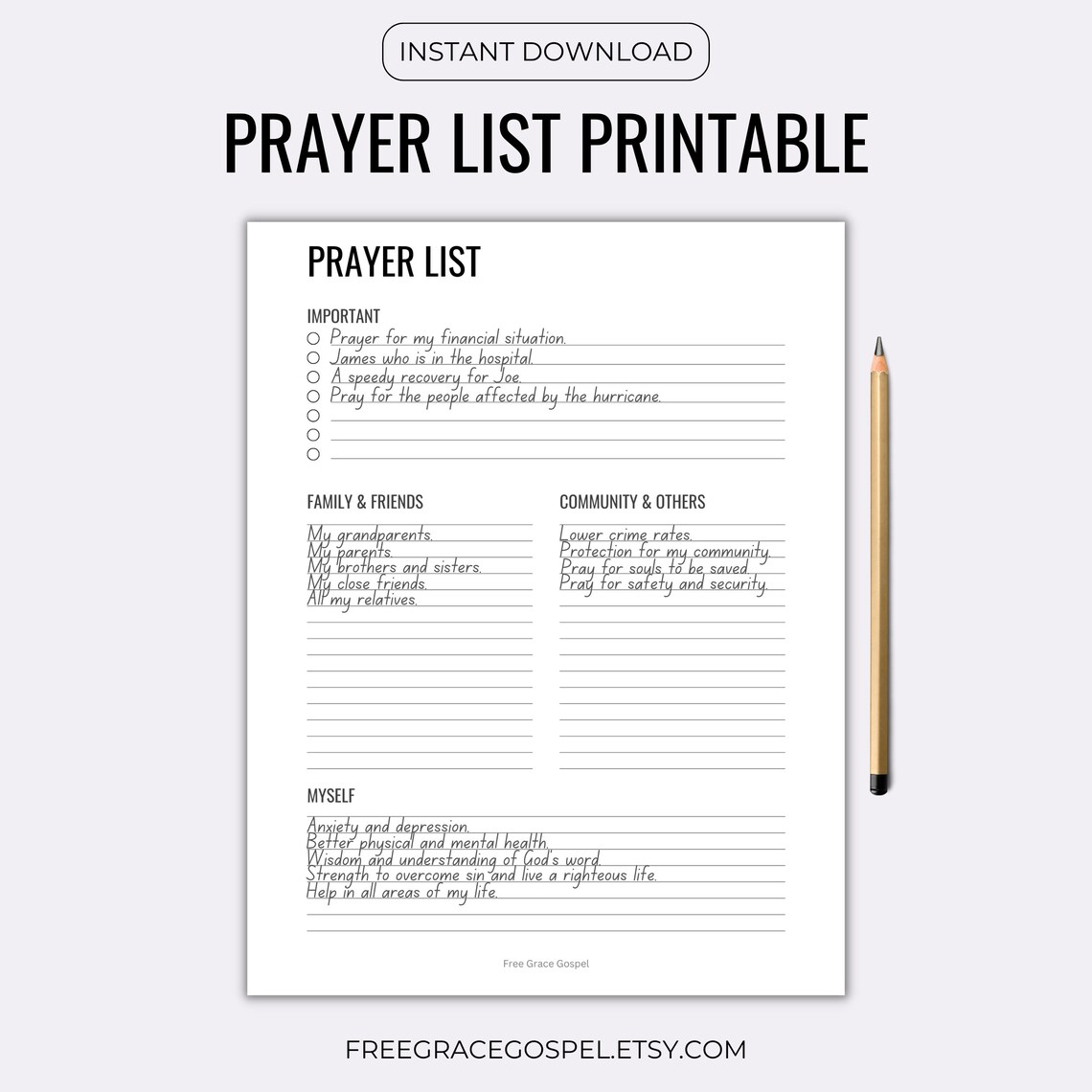 Prayer List Printable | Praying Checklist Study Printable | Bible Study ...