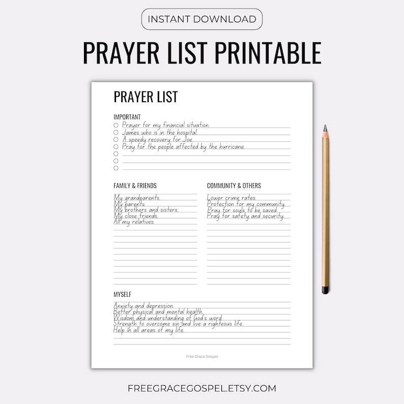 Prayer List Printable | Praying Checklist Study Printable | Bible Study ...
