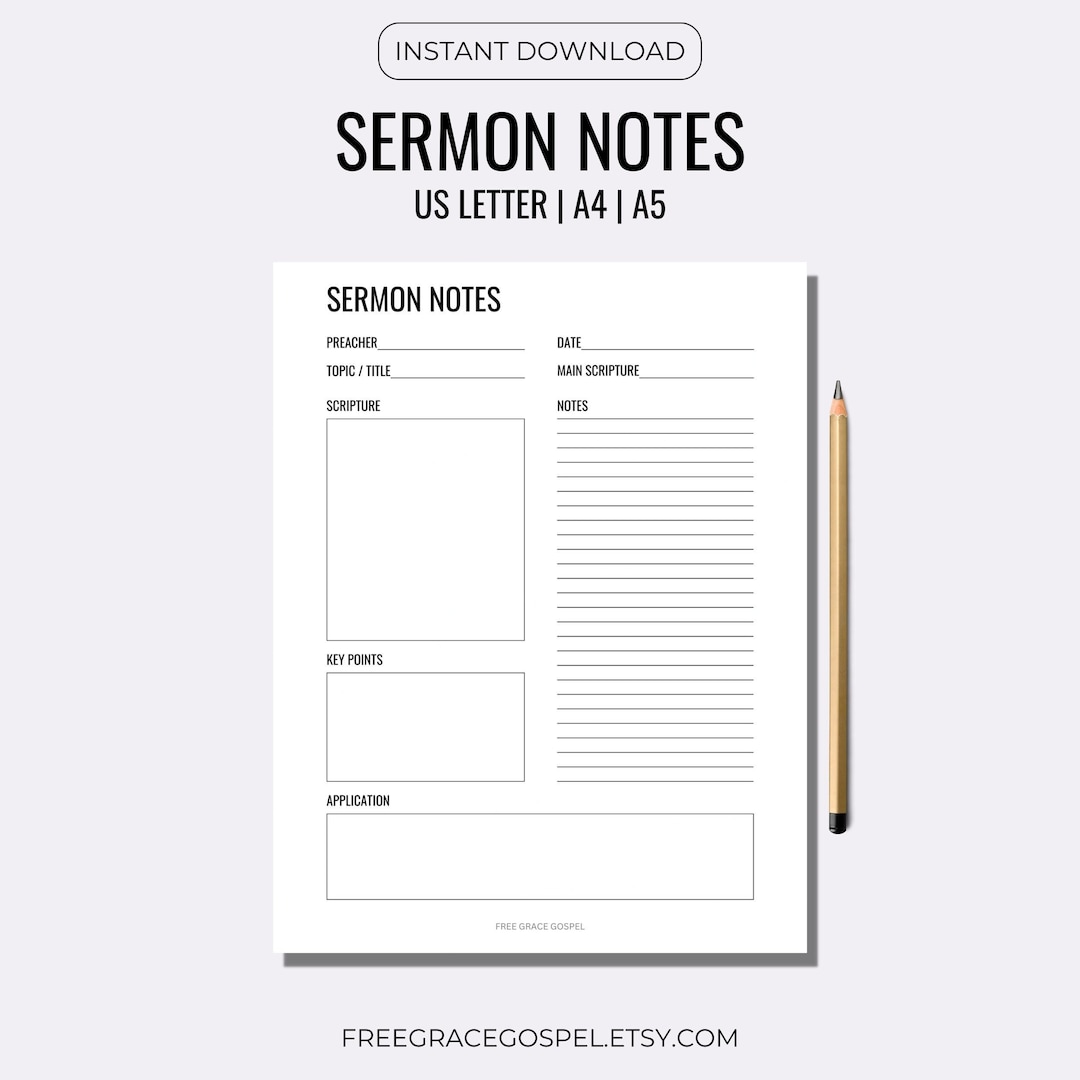 Sermon Notes Printable | Minimalist Bible Study Printable | Bible Study ...
