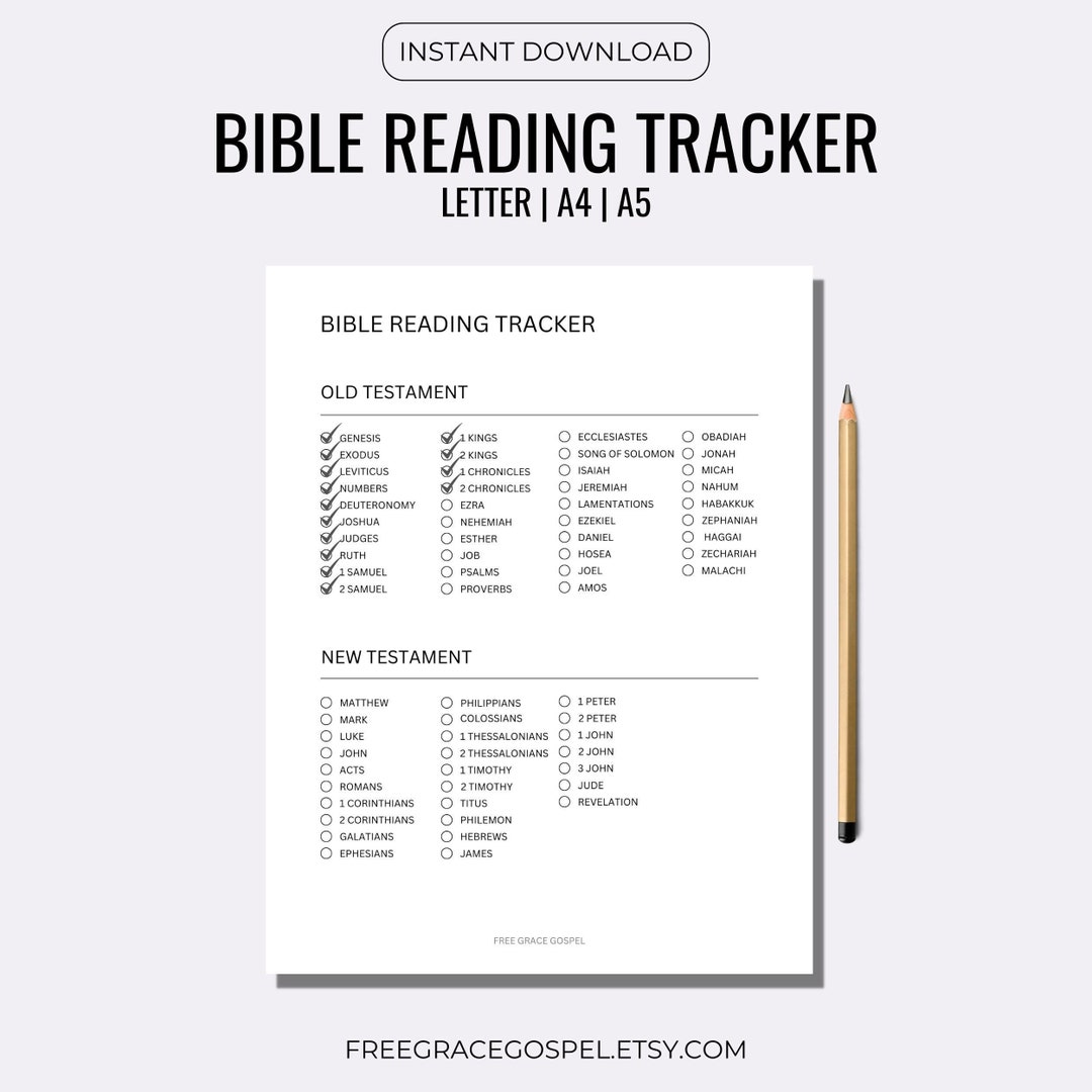 Bible Reading Tracker Bible Checklist Books of the Bible Printable ...