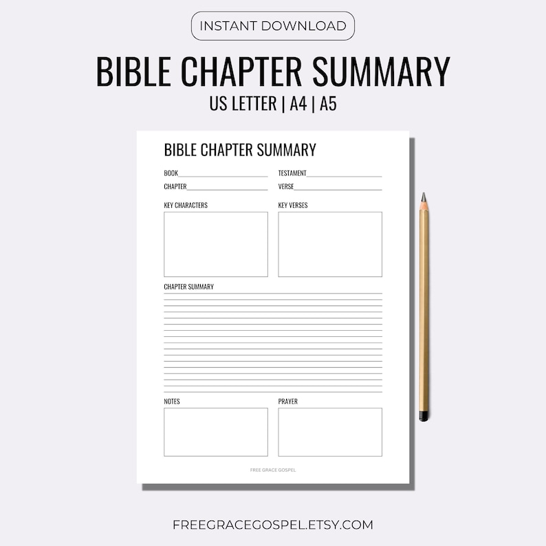 Bible Chapter Summary Printable | Christian Study Planner Journal ...