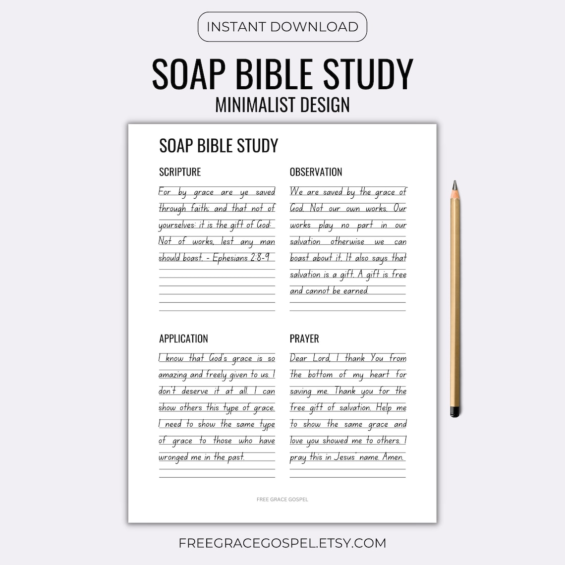 SOAP Bible Study Printable | Minimalist Bible Plan Template | Christian ...