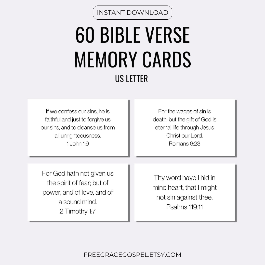 Bible Verse Memory Cards | Minimalist Scripture Cards | KJV Bible Verse Memorization | Christian ...