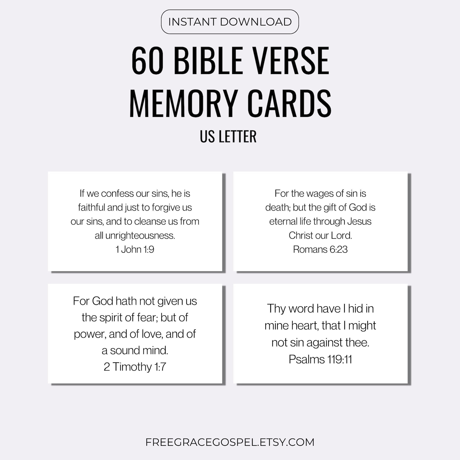 Bible Verse Memory Cards | Minimalist Scripture Cards | KJV Bible Verse ...