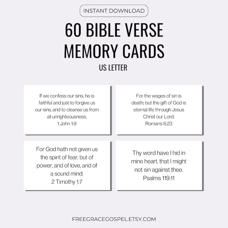 Bible Verse Memory Cards | Minimalist Scripture Cards | KJV Bible Verse ...