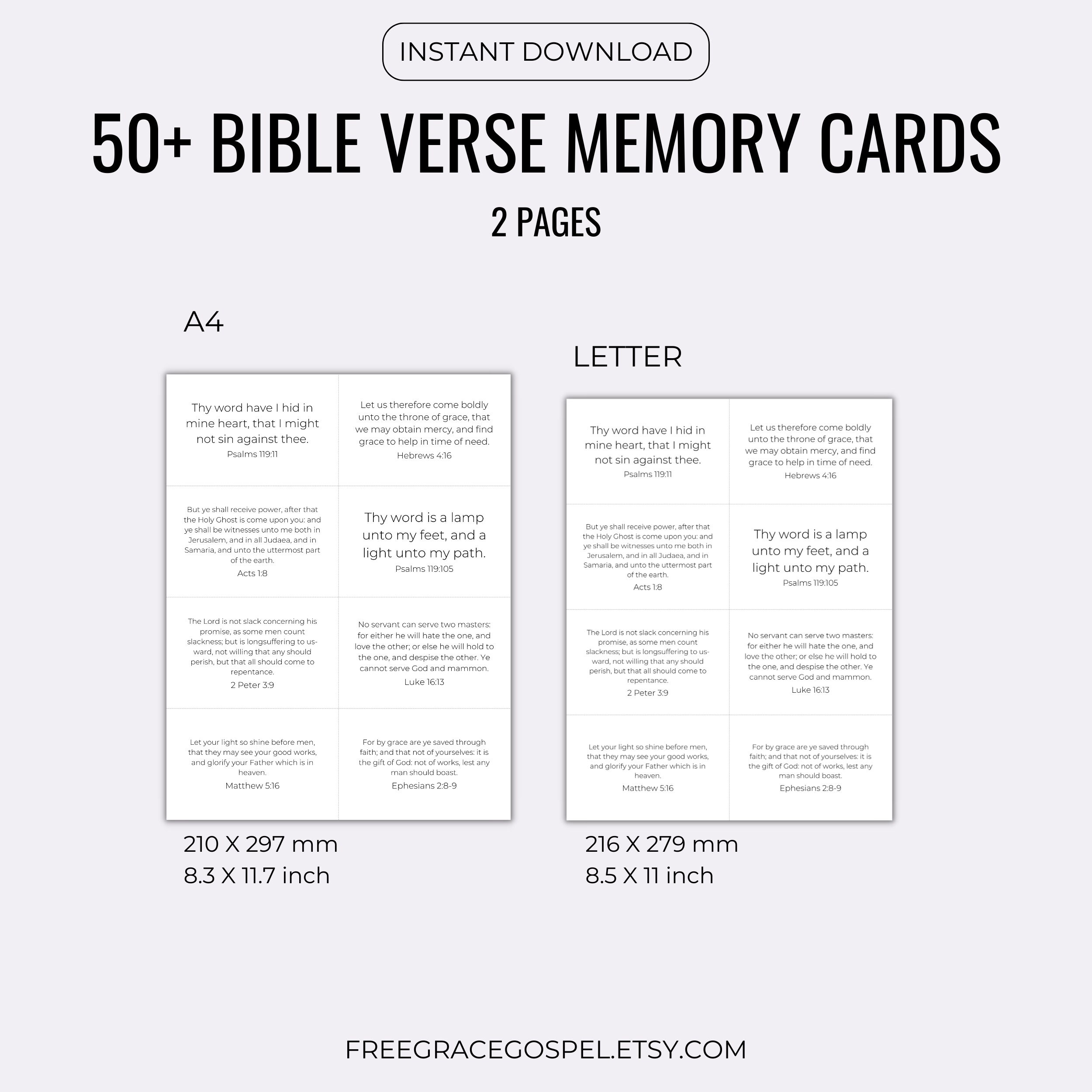 Bible Verse Memory Cards | Minimalist Scripture Cards | KJV Bible Verse ...