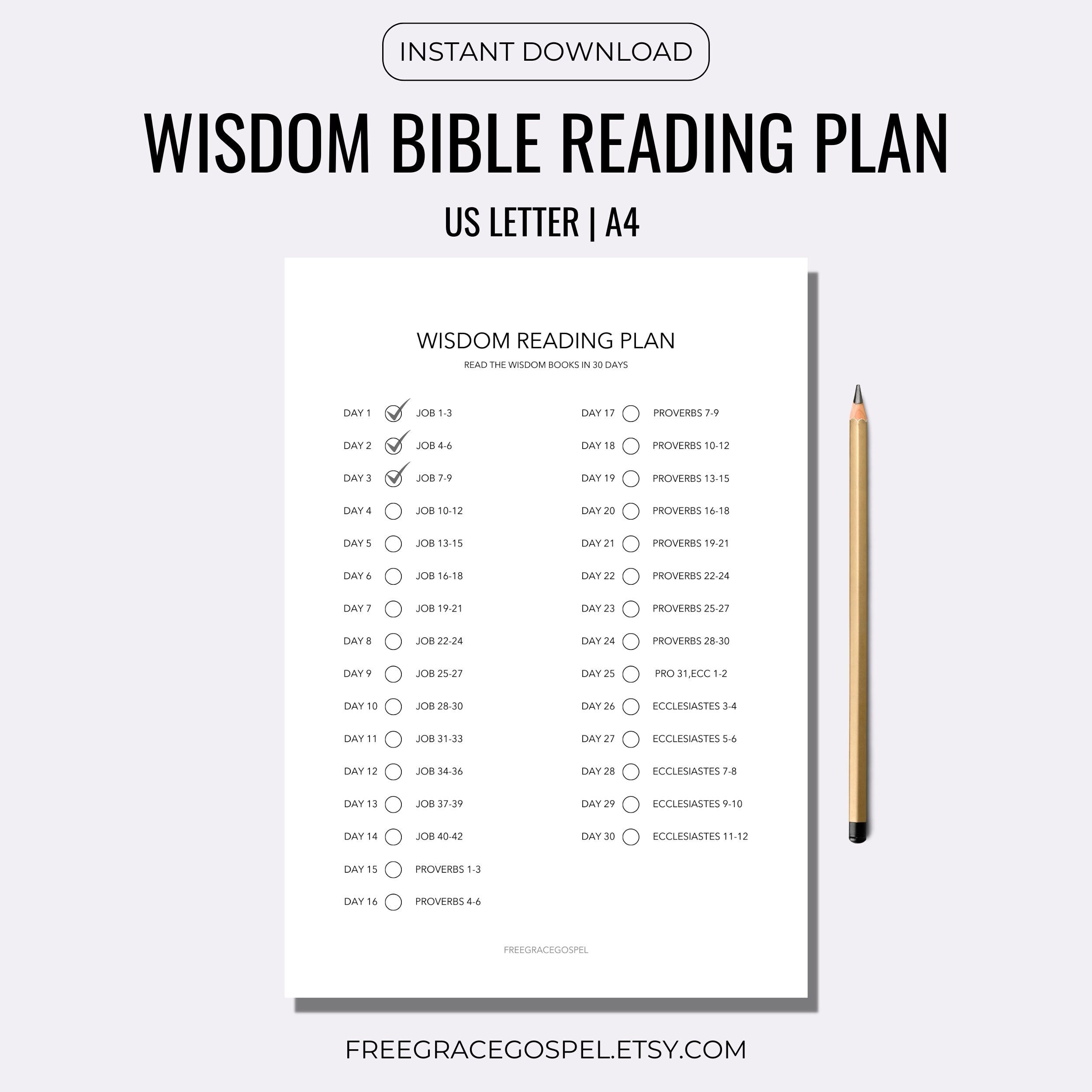 Wisdom Bible Reading Plan, Proverbs, Job, Ecclesiastes, Bible Reading ...