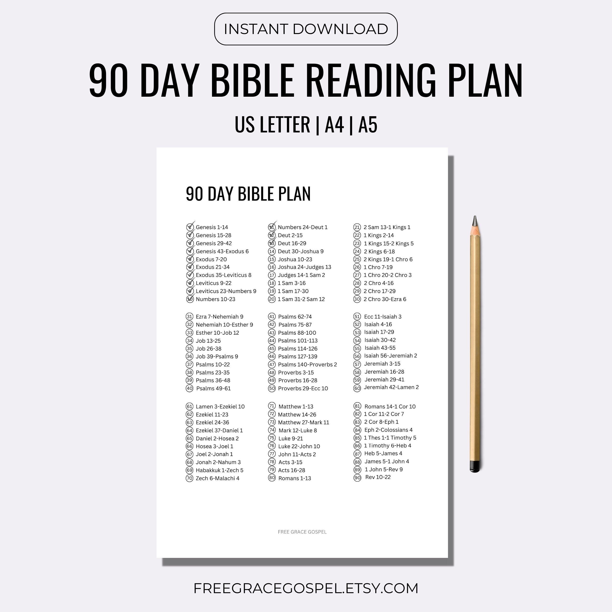 90 Day Bible Reading Plan Bible Plan Printable Start to Finish ...