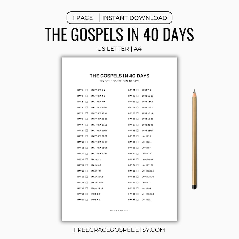 The Gospels in 40 Days Bible Reading Plan, Beginner Bible Reading Plan ...
