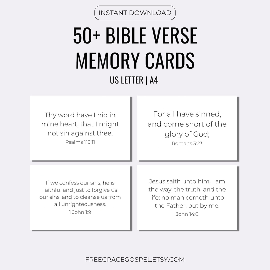 Bible Verse Memory Cards | Minimalist Scripture Cards | KJV Bible Verse Memorization | Christian ...