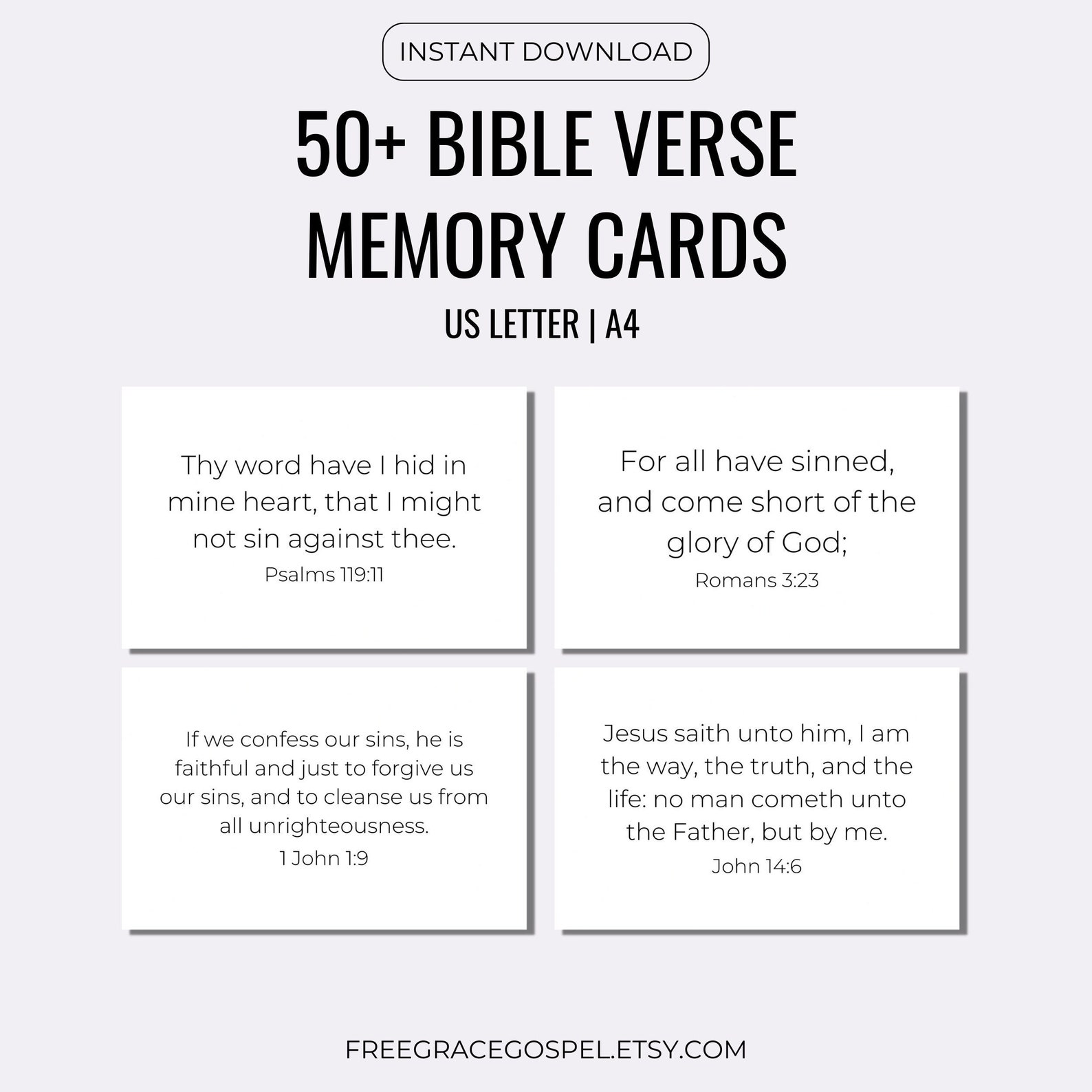 Bible Verse Memory Cards | Minimalist Scripture Cards | KJV Bible Verse ...