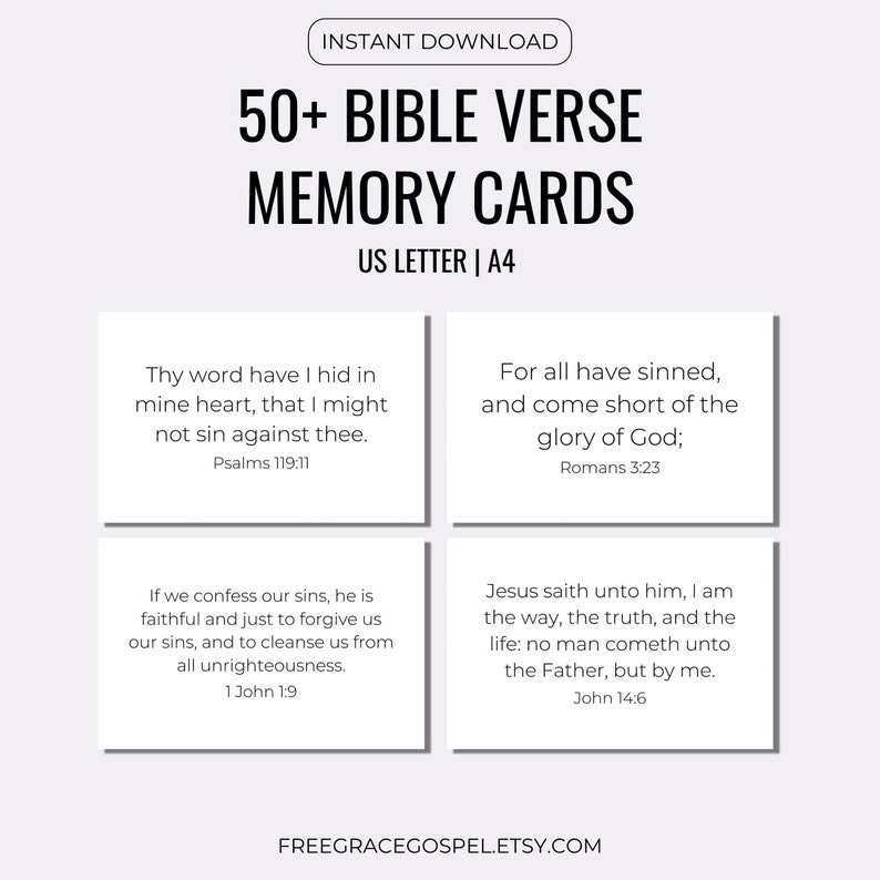 Bible Verse Memory Cards | Minimalist Scripture Cards | KJV Bible Verse ...