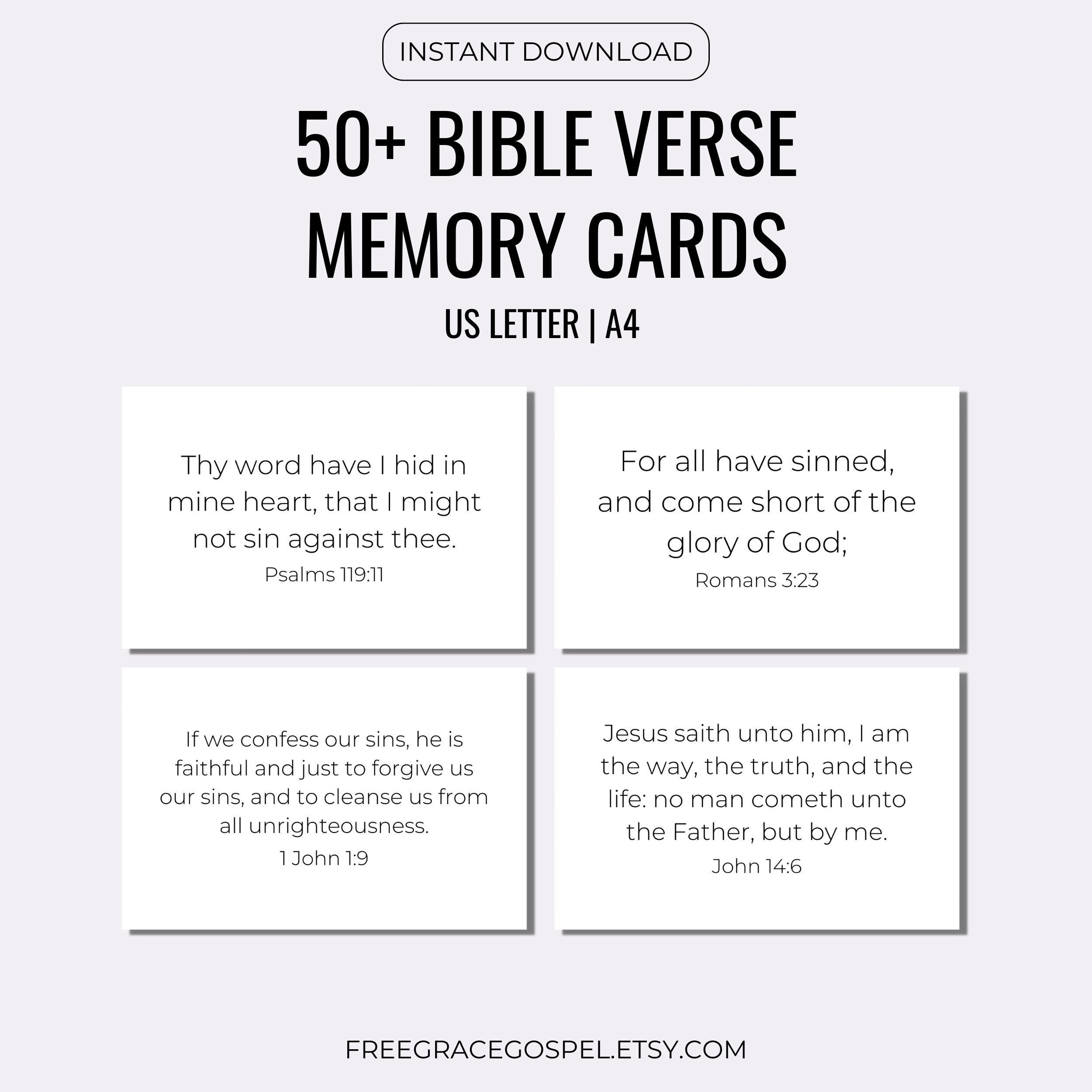 Bible Verse Memory Cards | Minimalist Scripture Cards | KJV Bible Verse ...