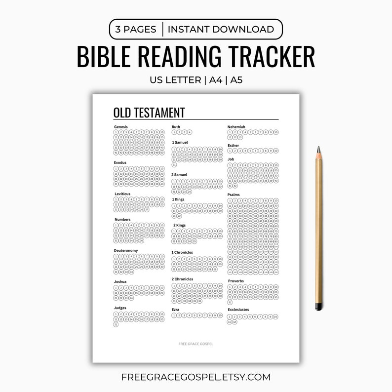 Bible Reading Tracker | Bible Chapter Checklist | Bible Printable ...