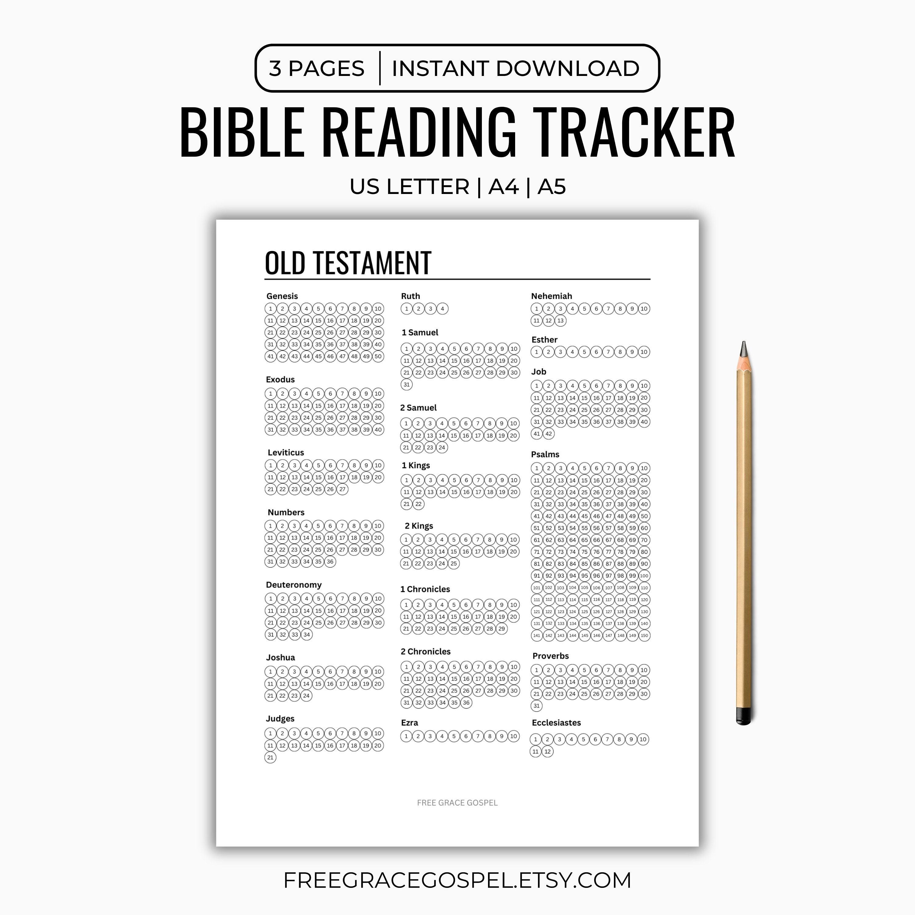 Bible Reading Tracker | Bible Chapter Checklist | Bible Printable ...