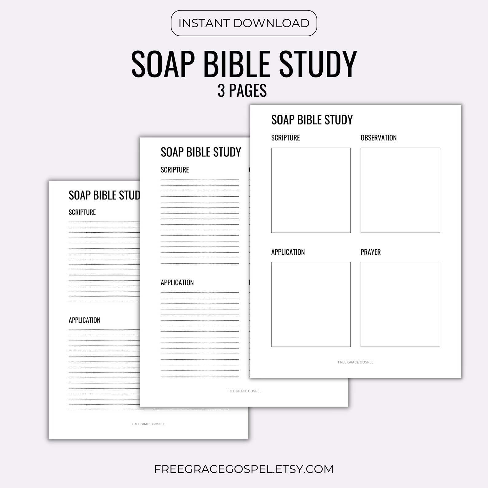 SOAP Bible Study Printable | Minimalist Bible Plan Template | Christian ...