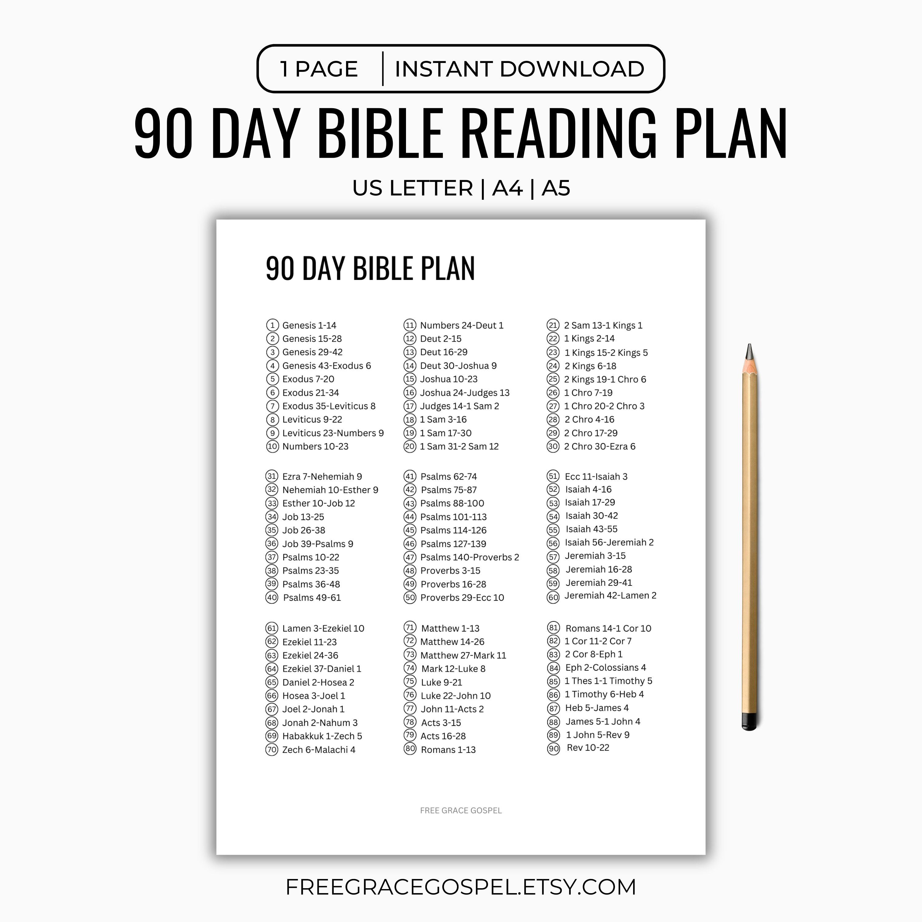 90 Day Bible Reading Plan | Bible Plan Printable | Start to Finish ...