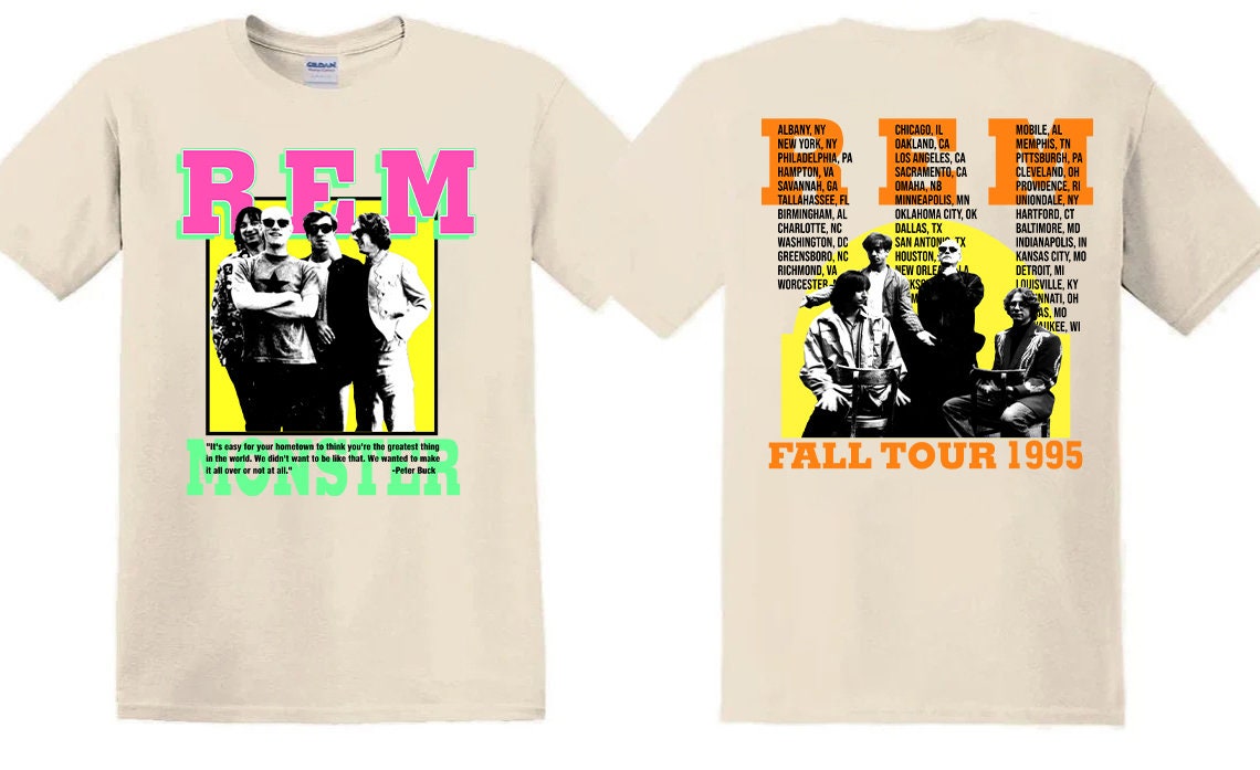 R.E.M Monster Tour T-shirt REM Monster Fall Tour 1995 Shirt - Etsy
