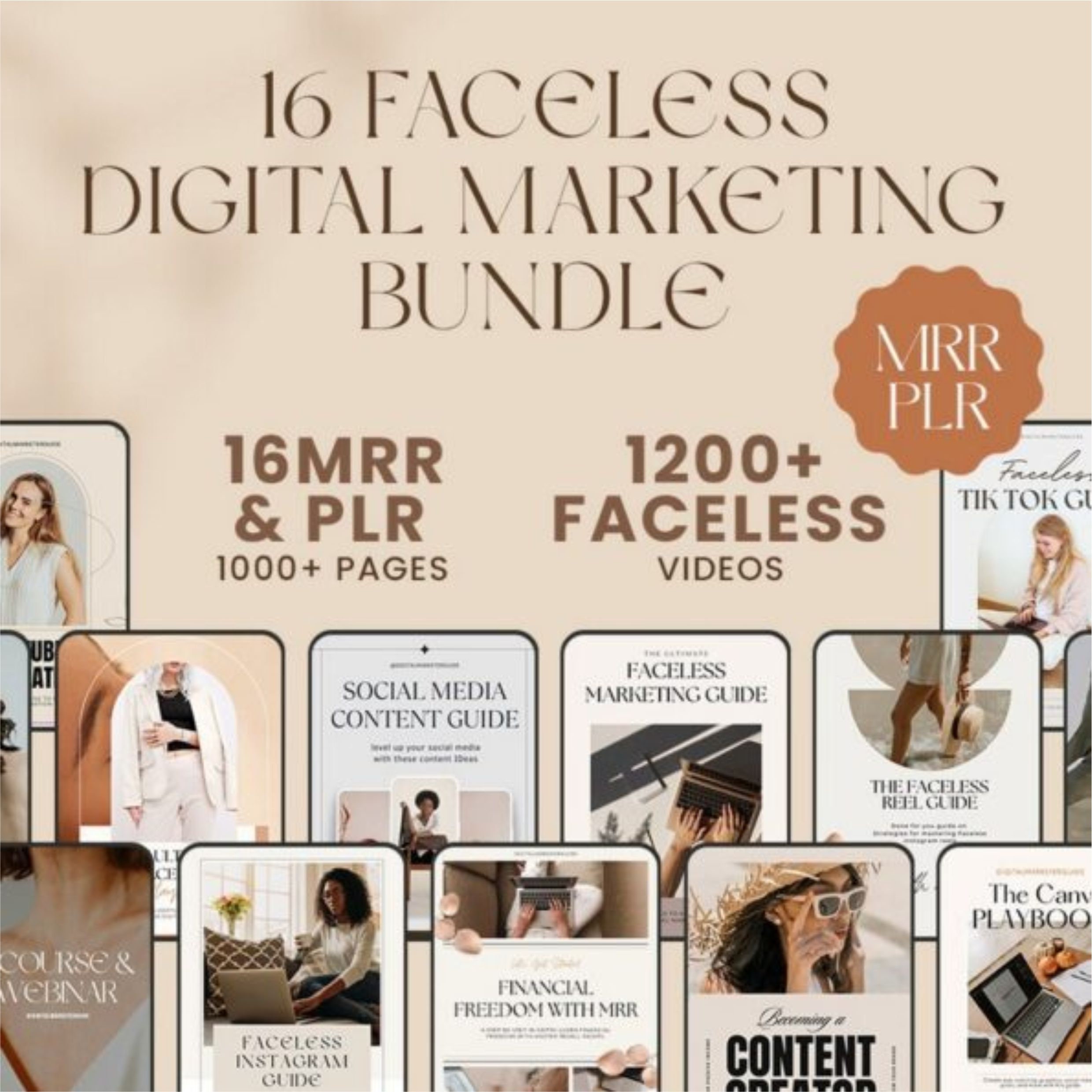 16 Faceless Ultimate Digital Marketing Bundlefor Beginners, MRR PLR ...