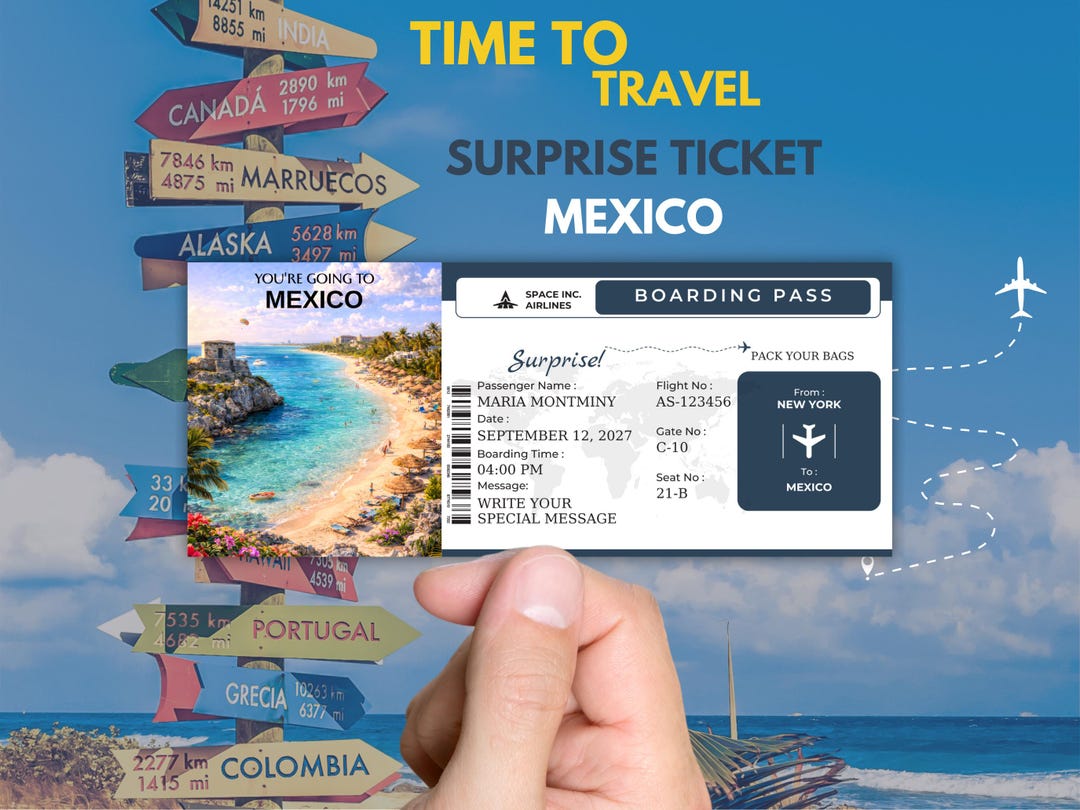 Mexico Trip Surprise Ticket: Editable Boarding Pass (printable) - Etsy ...