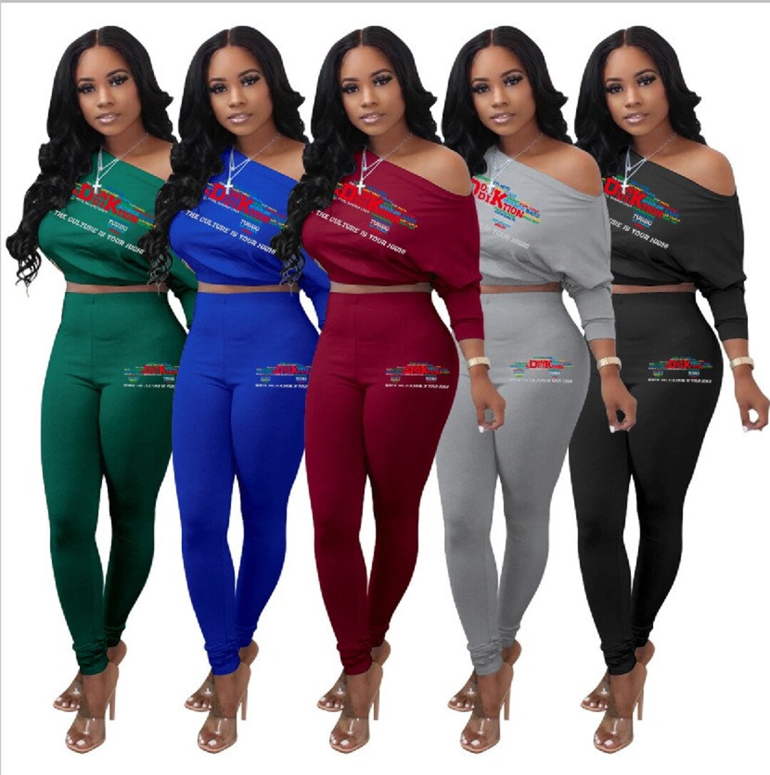 WOMENS 2 PIECE Pants Outfits Long Sleeve - Etsy