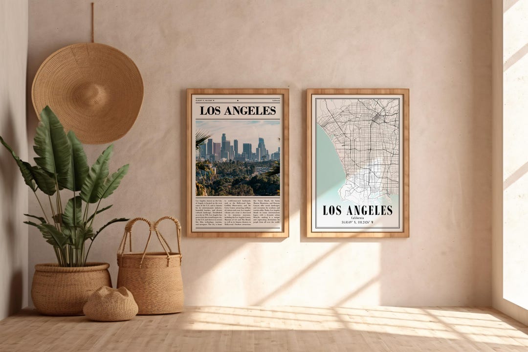Los Angeles California Poster Set – 2 Artistic Prints Showcasing Iconic ...