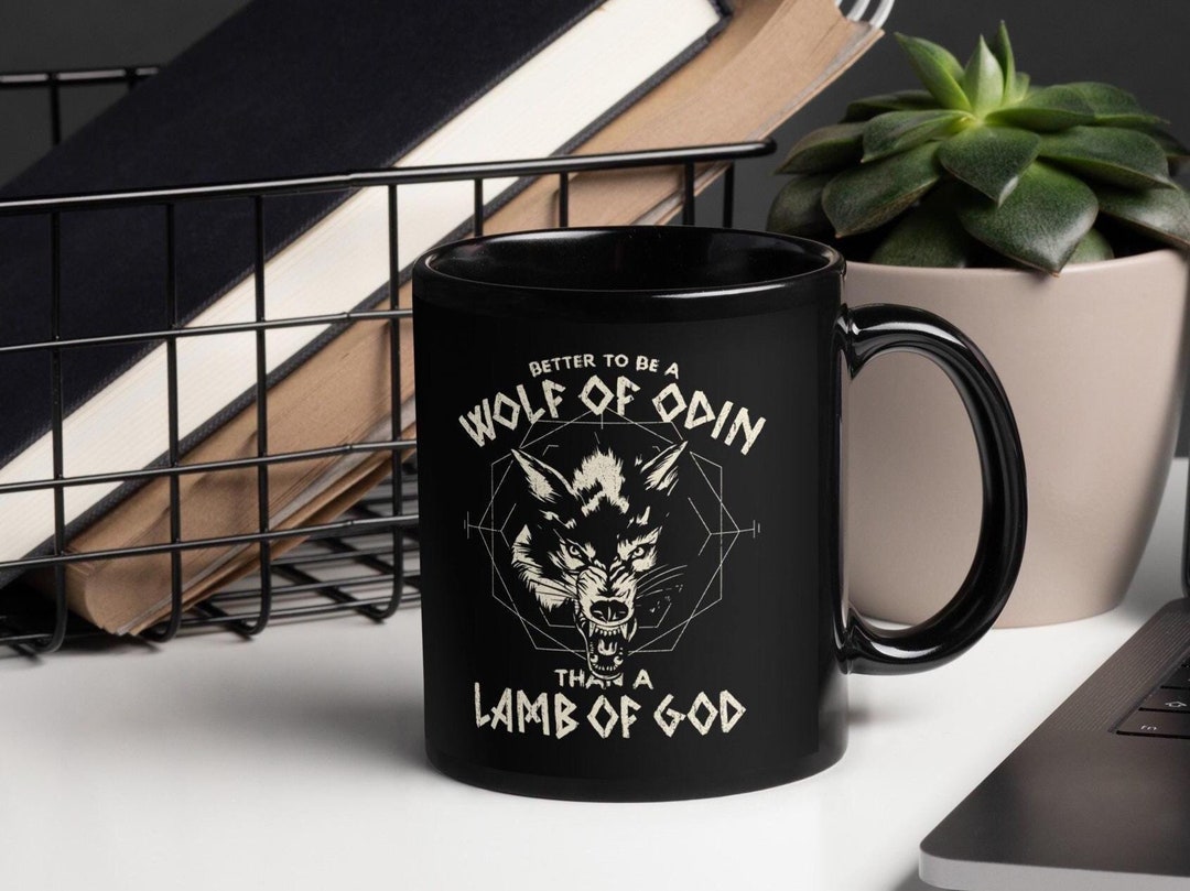 Wolf of Odin Viking Mug, Norse Mythology Cup, Nordic Warrior Coffee Mug ...