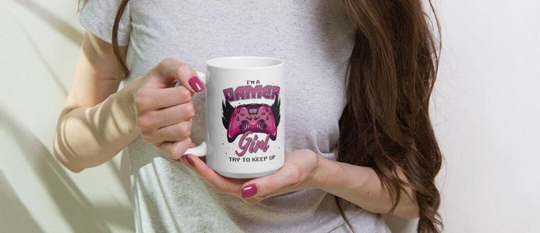 Gamer Girl White Glossy Mug, Gamer Gift, Gaming Theme Coffee Mug, Gamer ...