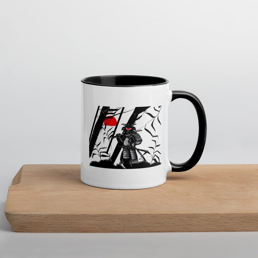 Samurai Warrior Mug: Japanese Zen Art Coffee Cup With Color Inside - Etsy