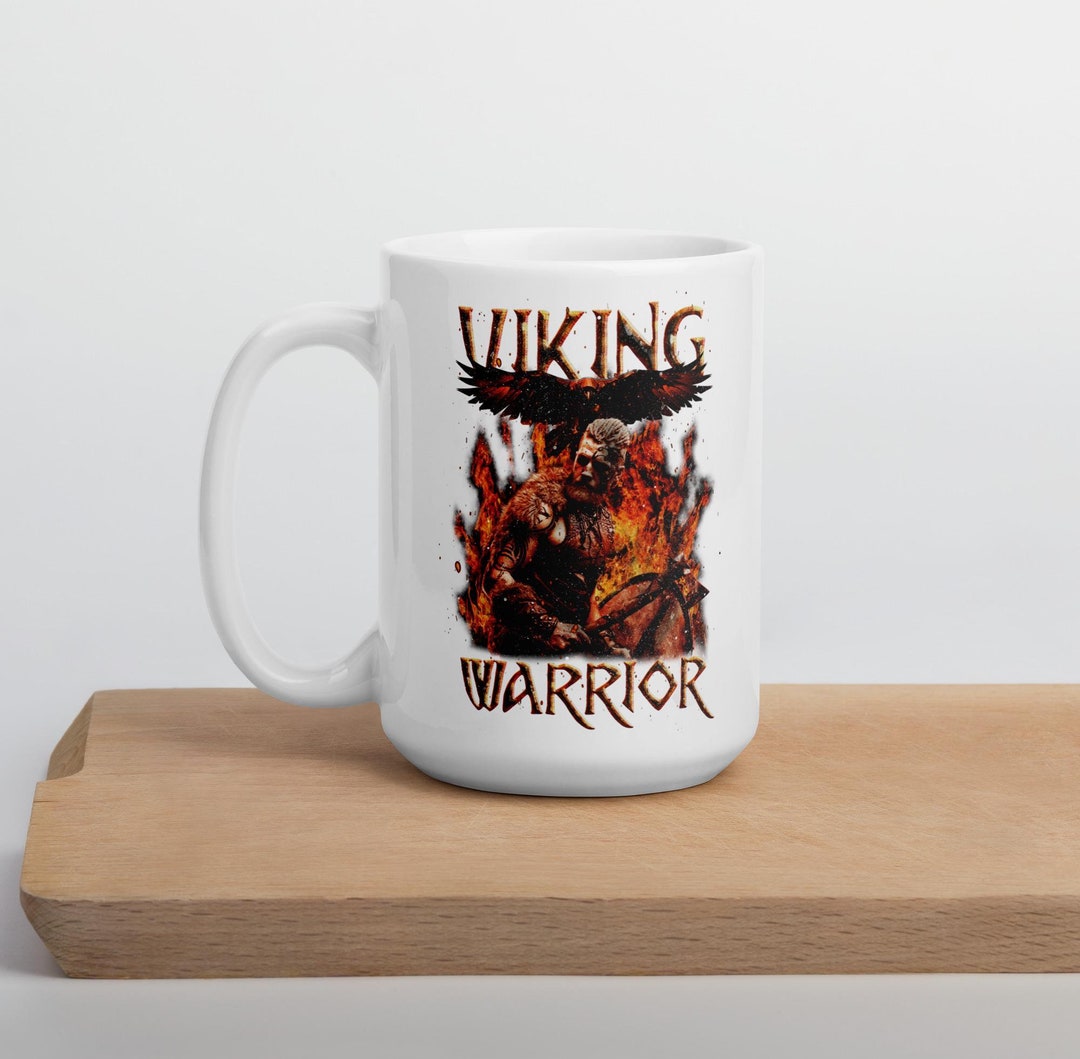Viking Warrior Mug: Norse Mythology Raven Cup - Etsy