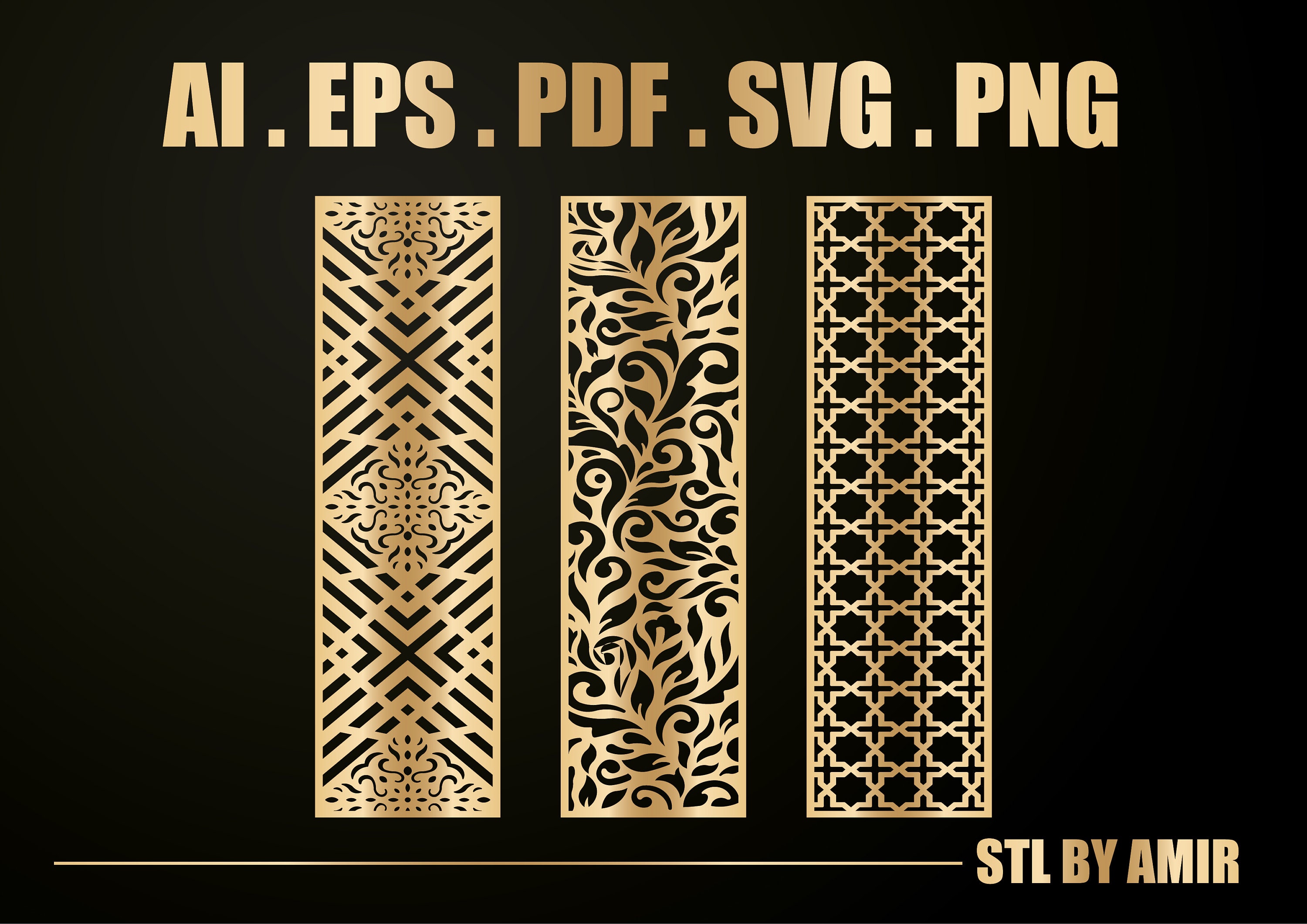 3 Set Design Jali Laser Cnc Graphic Panel, Gate, Grill, Door, Privacy ...