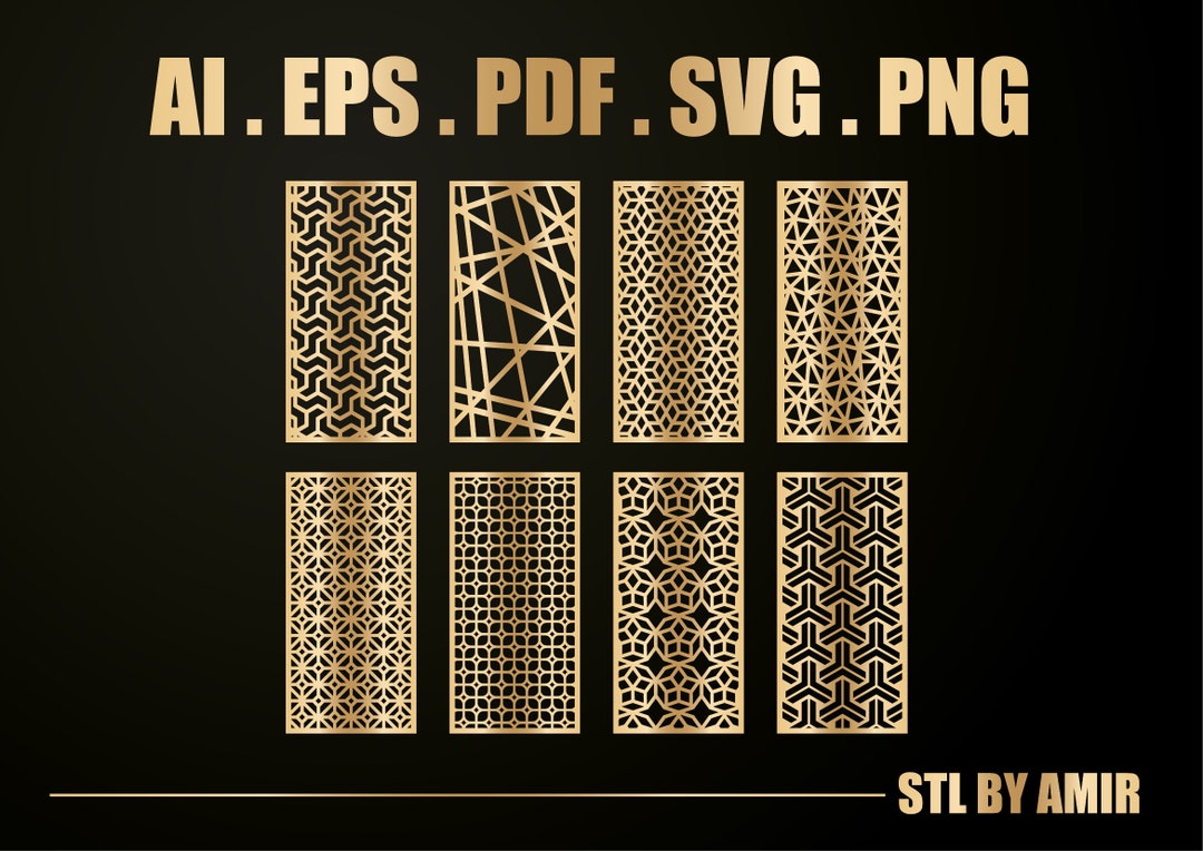 8 Art Deco Panels, Art Deco CNC Design, Art Deco Pattern, Geometric CNC ...