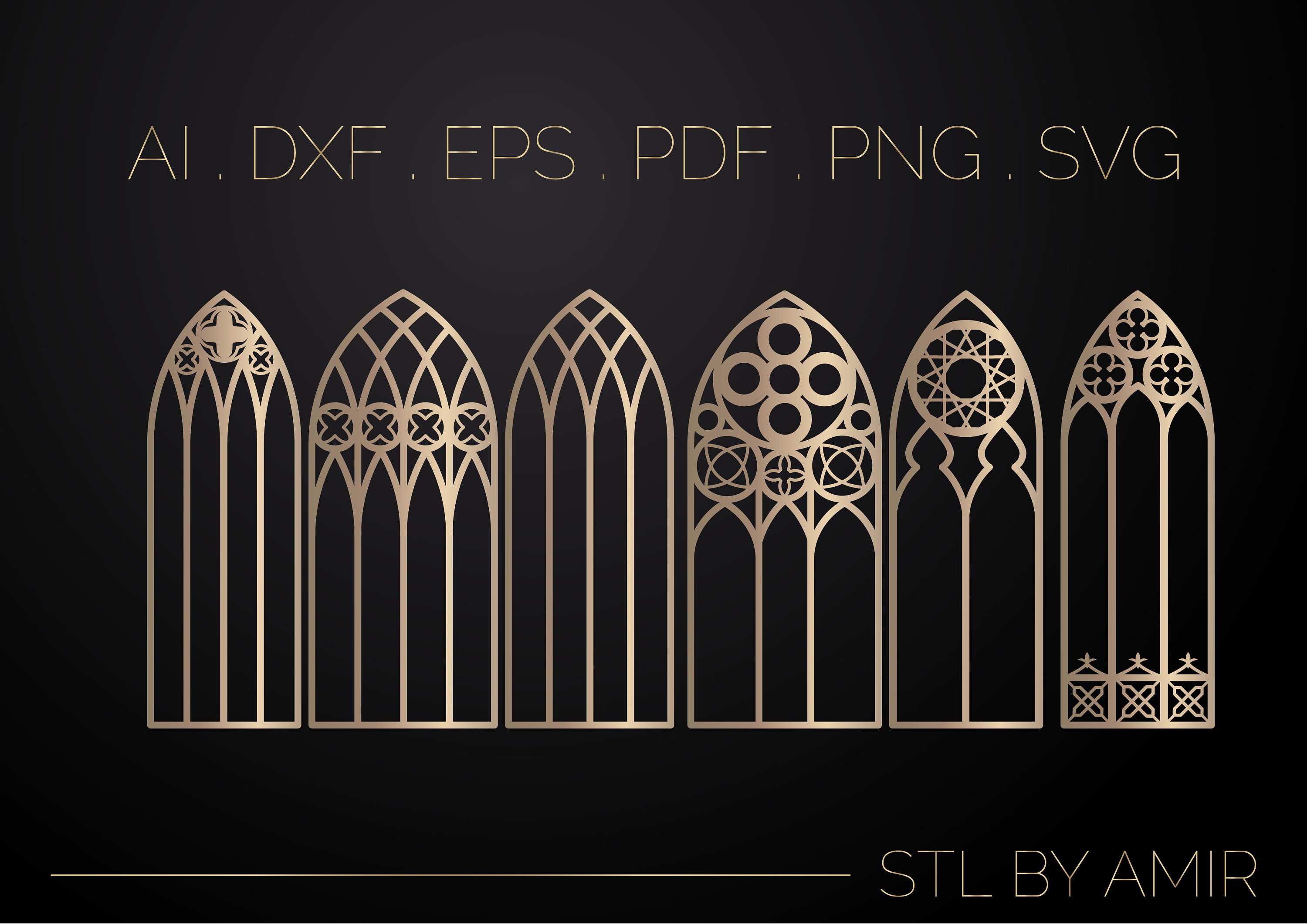 6 Gothic Frames, Panel, Gate, Grill, Door, Privacy Screen, Laser, CNC ...