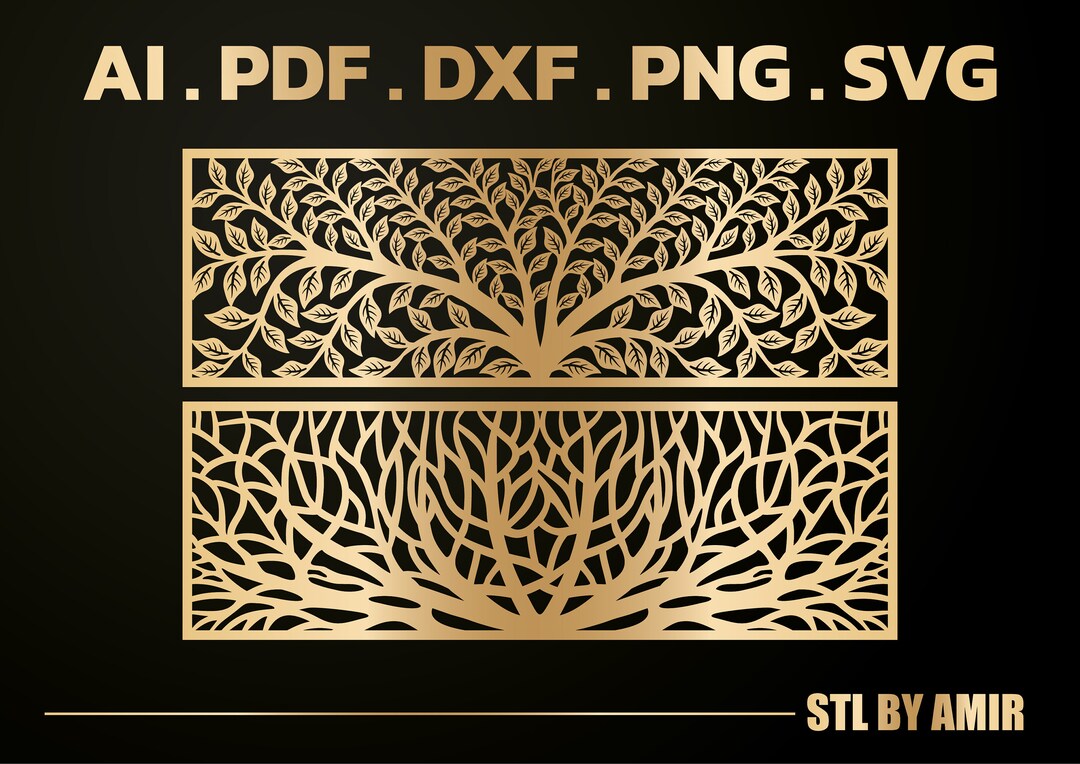 Tree and Roots Panel Design for CNC and Laser Cutting Nature-inspired ...