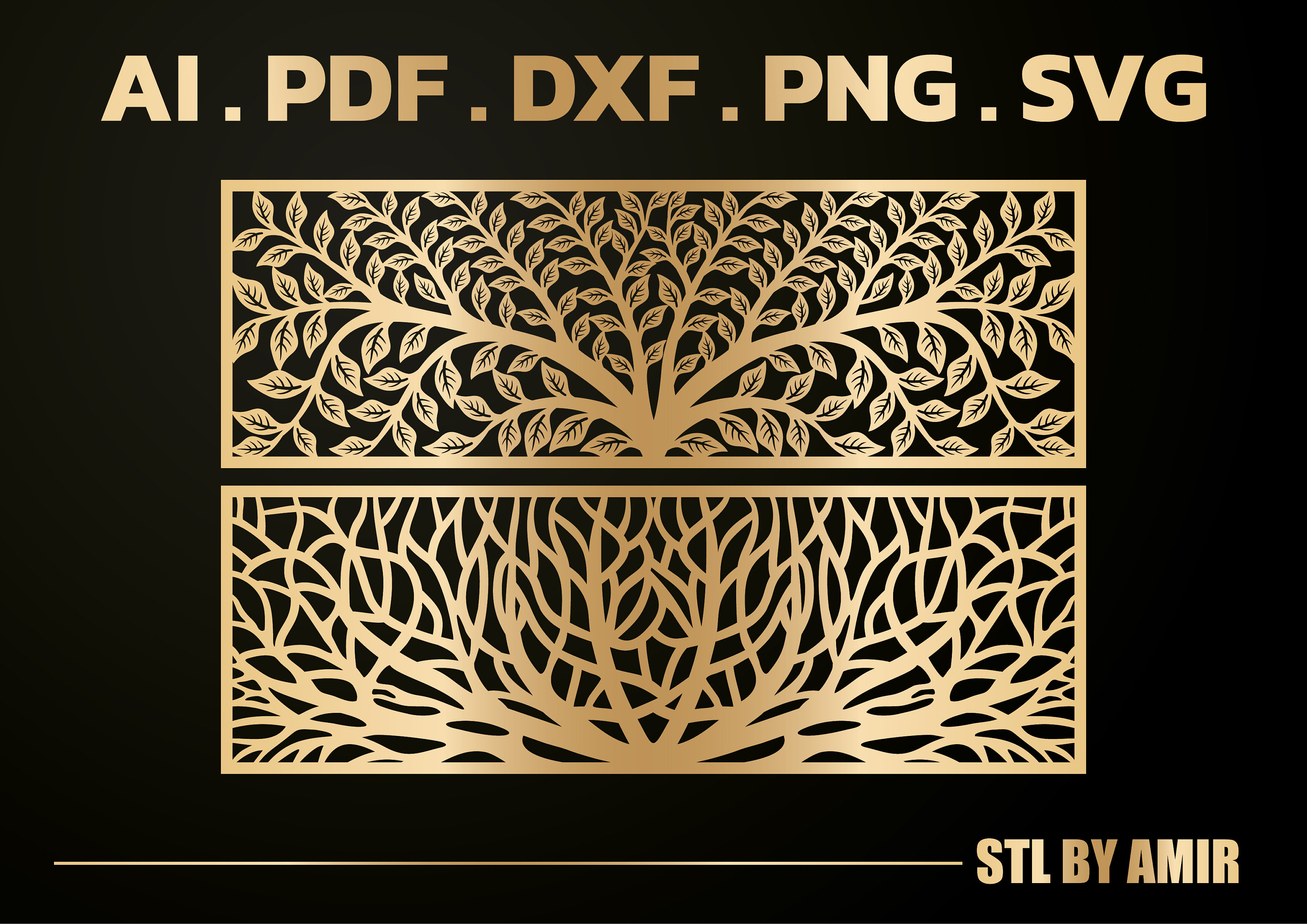 Tree and Roots Panel Design for CNC and Laser Cutting Nature-inspired ...