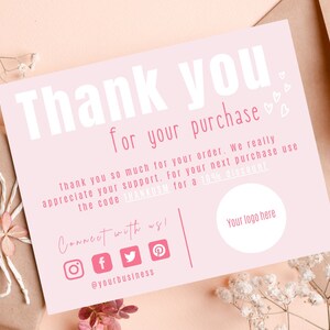 Printable Thank You Cards, Editable Business Template, Canva Template ...