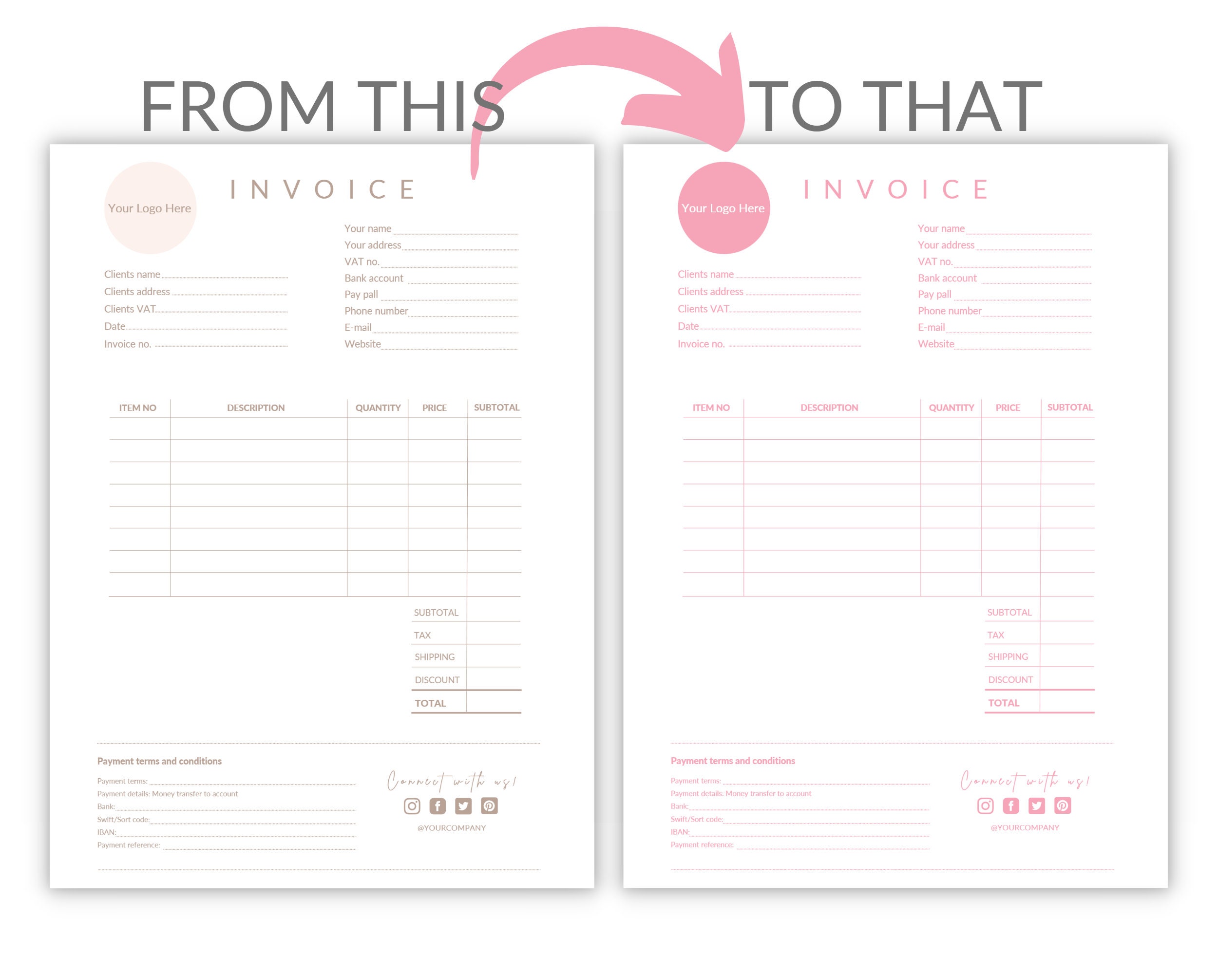 Editable Invoice Template, Printable Business Invoice, Business Receipt ...