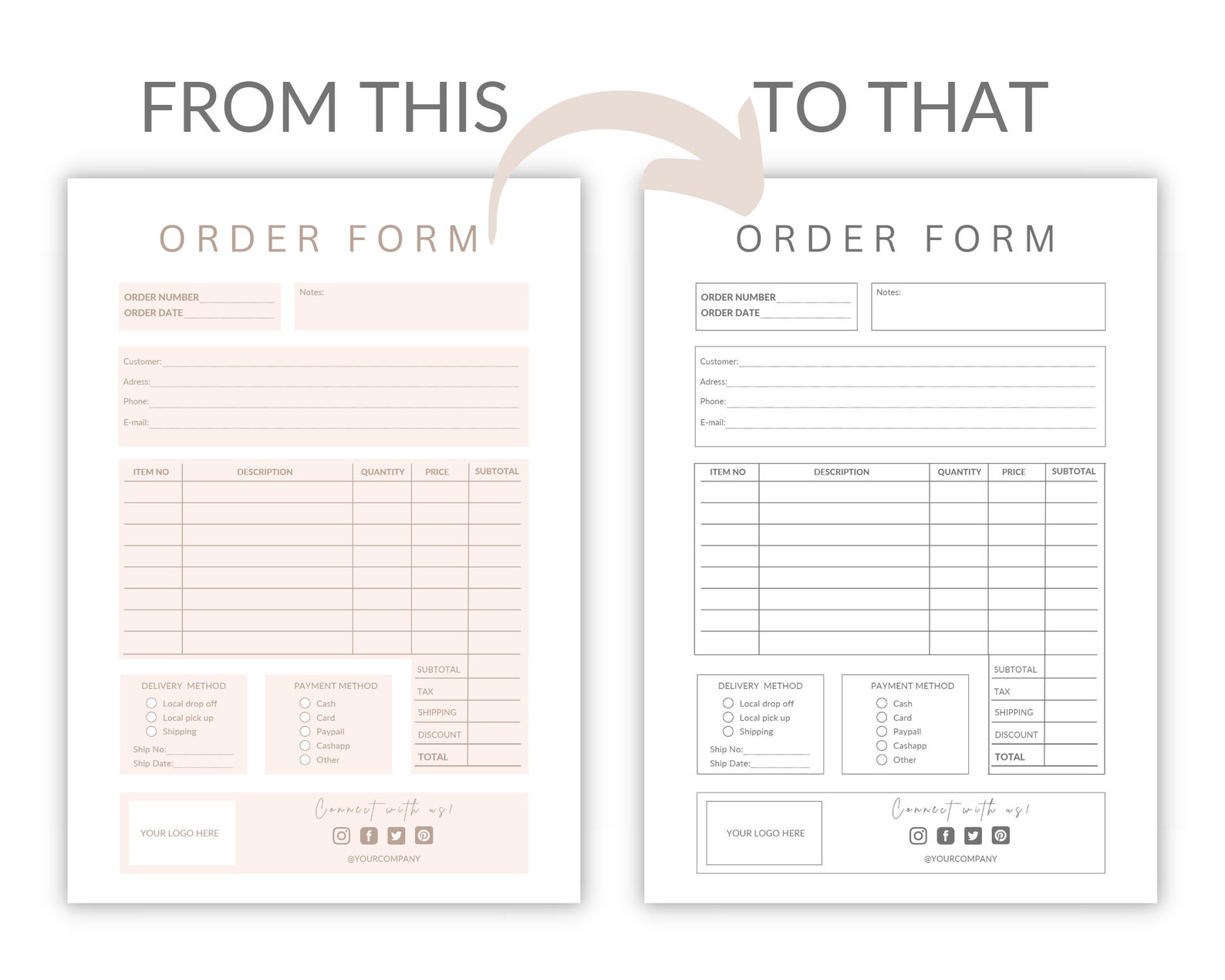 Editable Order Form Template, Custom Order Form, Printable Order Form ...