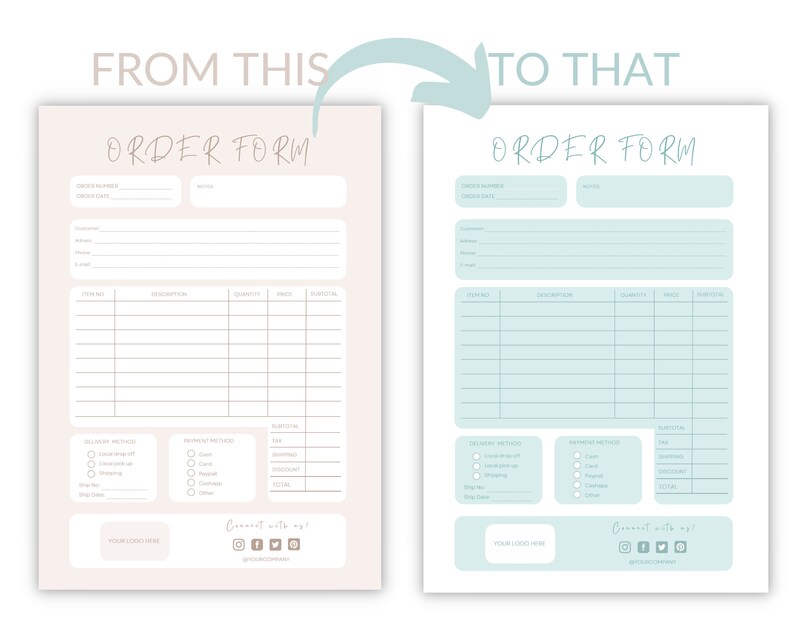 Editable Order Form Template, Custom Order Form, Printable Order Form ...