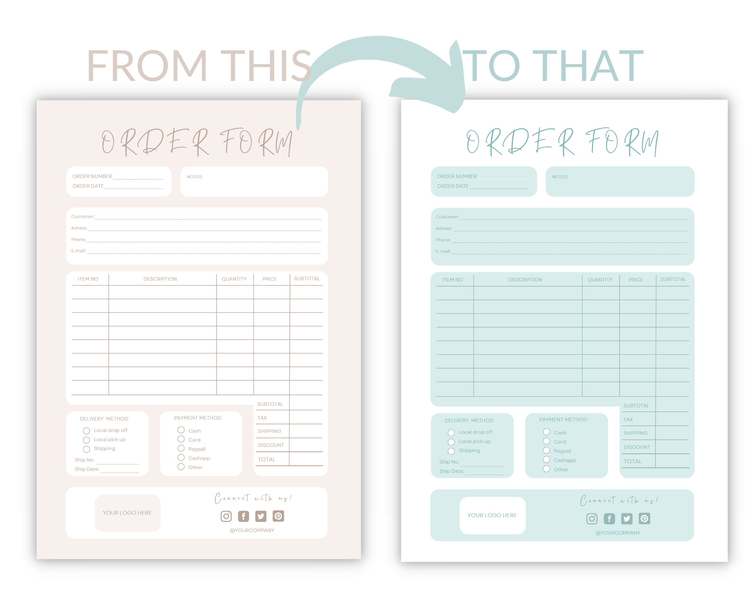Editable Order Form Template, Custom Order Form, Printable Order Form ...