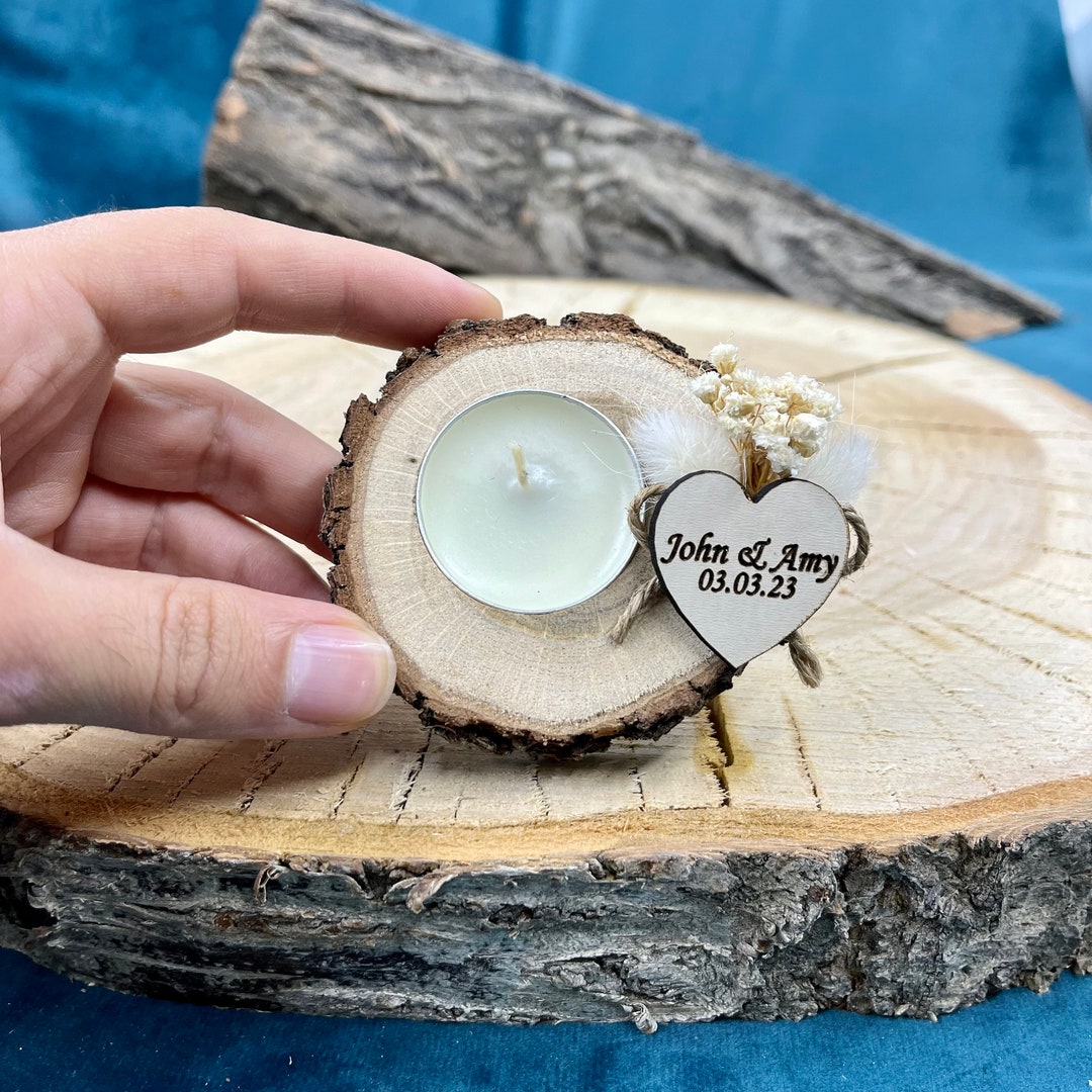 Wood Candle Holder, Custom Wedding Favors for Guest in Bulk ...
